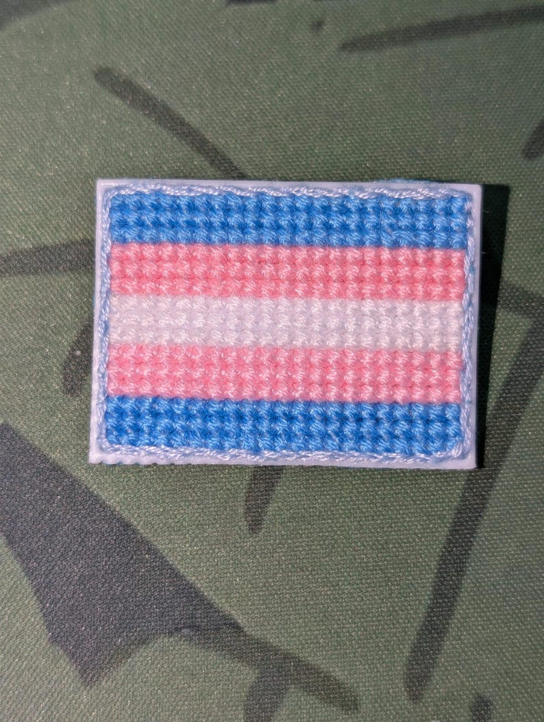 Transgender Flag Cross Stitch Pride Flag Badge (4 X 3 Cm) - Etsy UK