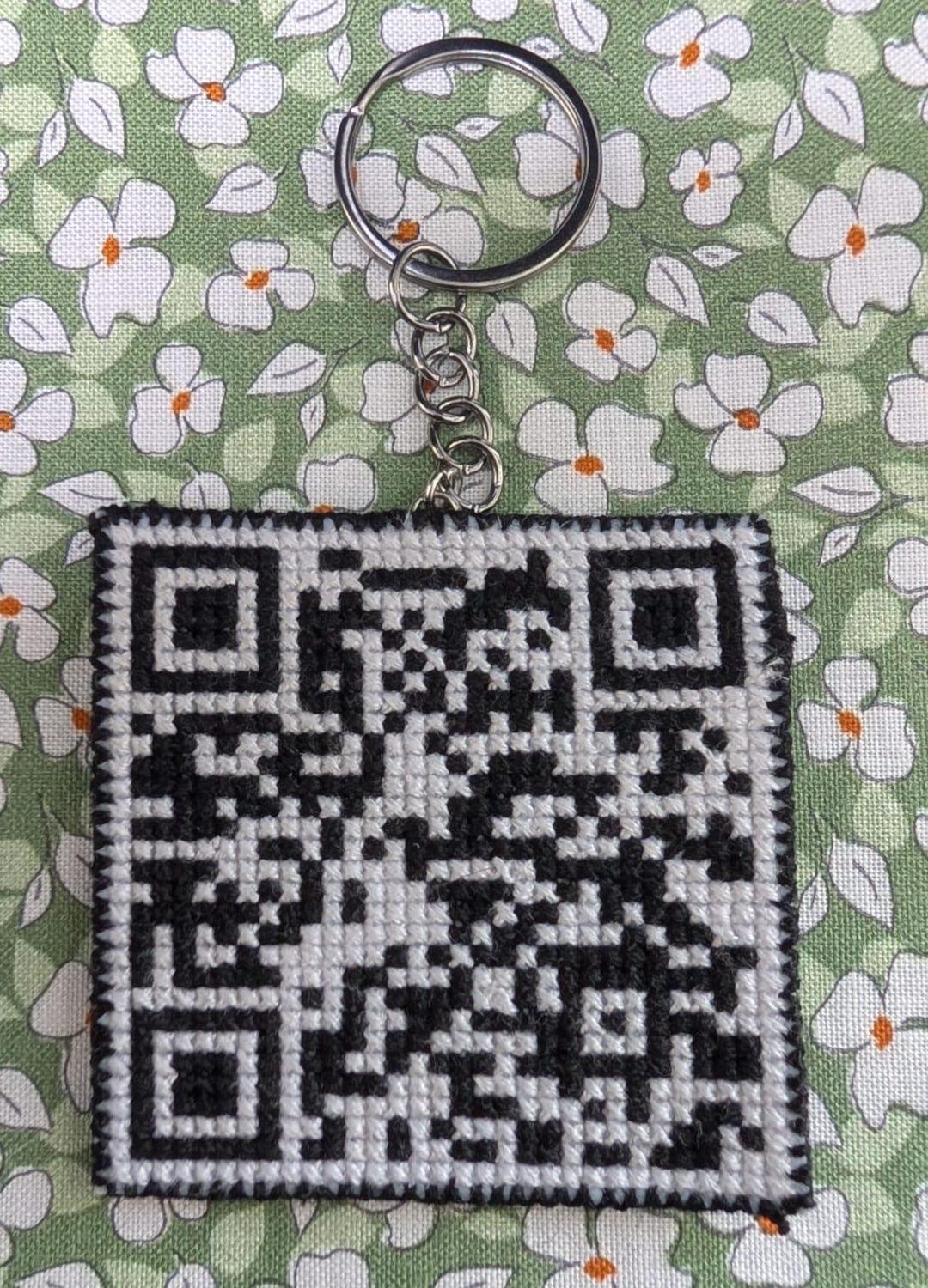 Custom Cross Stitch QR Code (6 X 6cm Approx) Fully Functional - Message ...