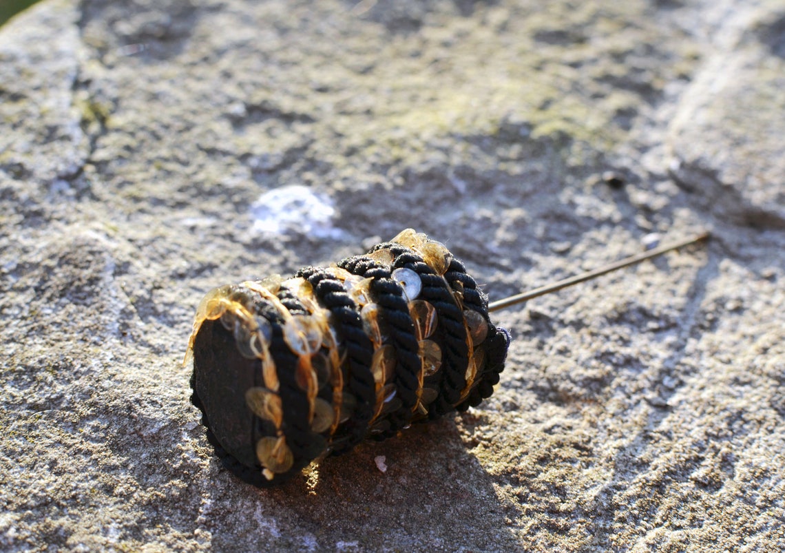 Vintage 1930 1940 Hat Pin / Art Deco Hat Pin/ Black Rope Old - Etsy
