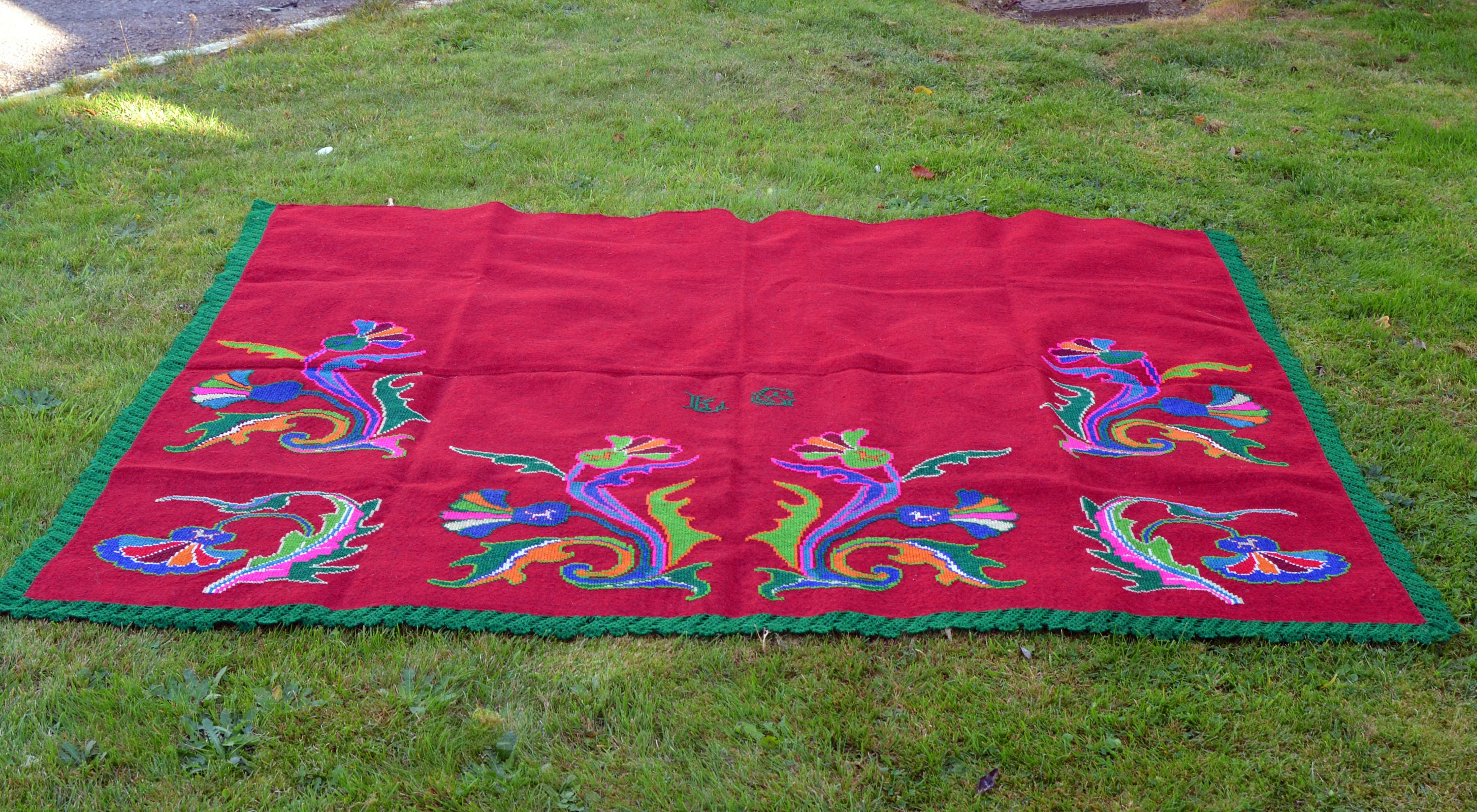 Antique Romanian Bed Cover Transylvania Hand Woven Wool Coverlet Throw ...