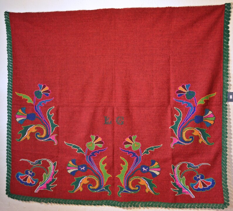 Antique Romanian Bed Cover Transylvania Hand Woven Wool Coverlet Throw ...