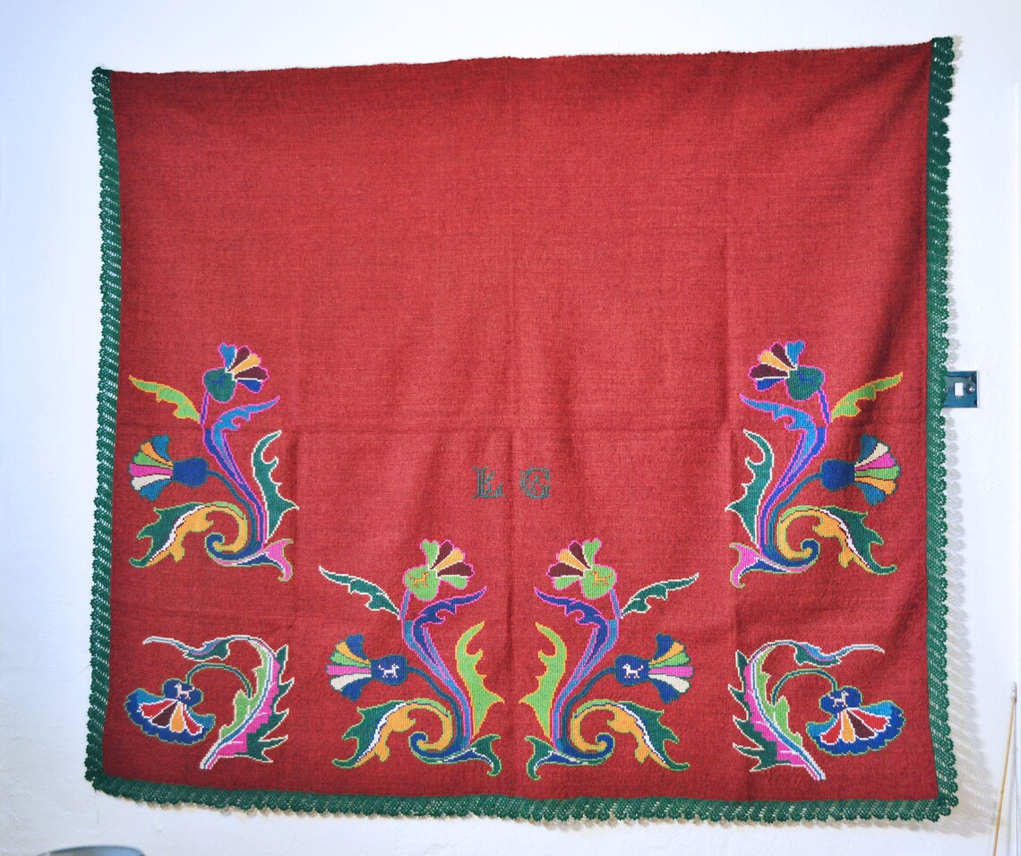Antique Romanian Bed Cover Transylvania Hand Woven Wool Coverlet Throw ...