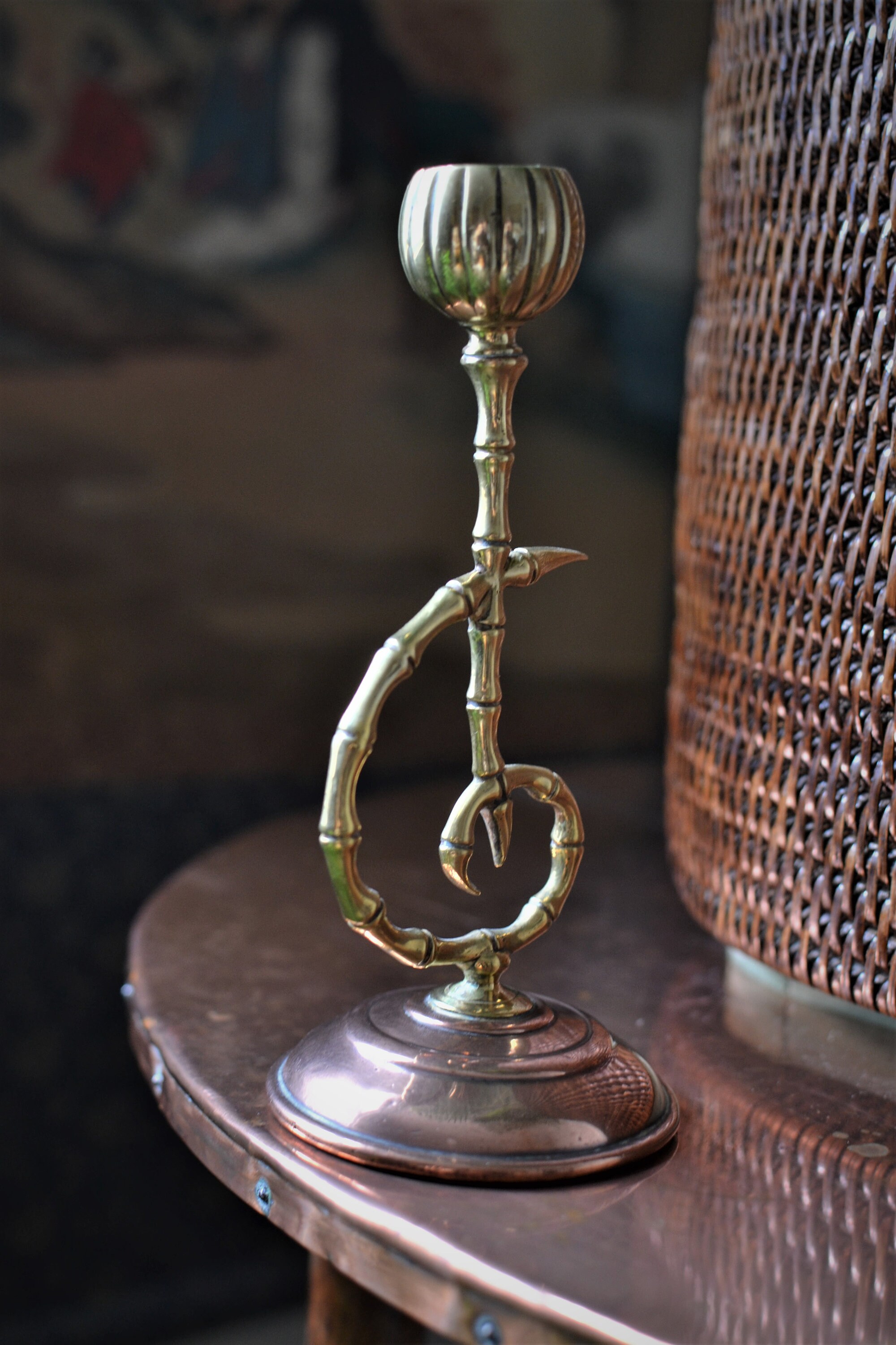 Antique Aesthetic Movement Bamboo Candlestick Victorian Brass and ...