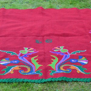 Antique Romanian Bed Cover Transylvania Hand Woven Wool Coverlet Throw ...