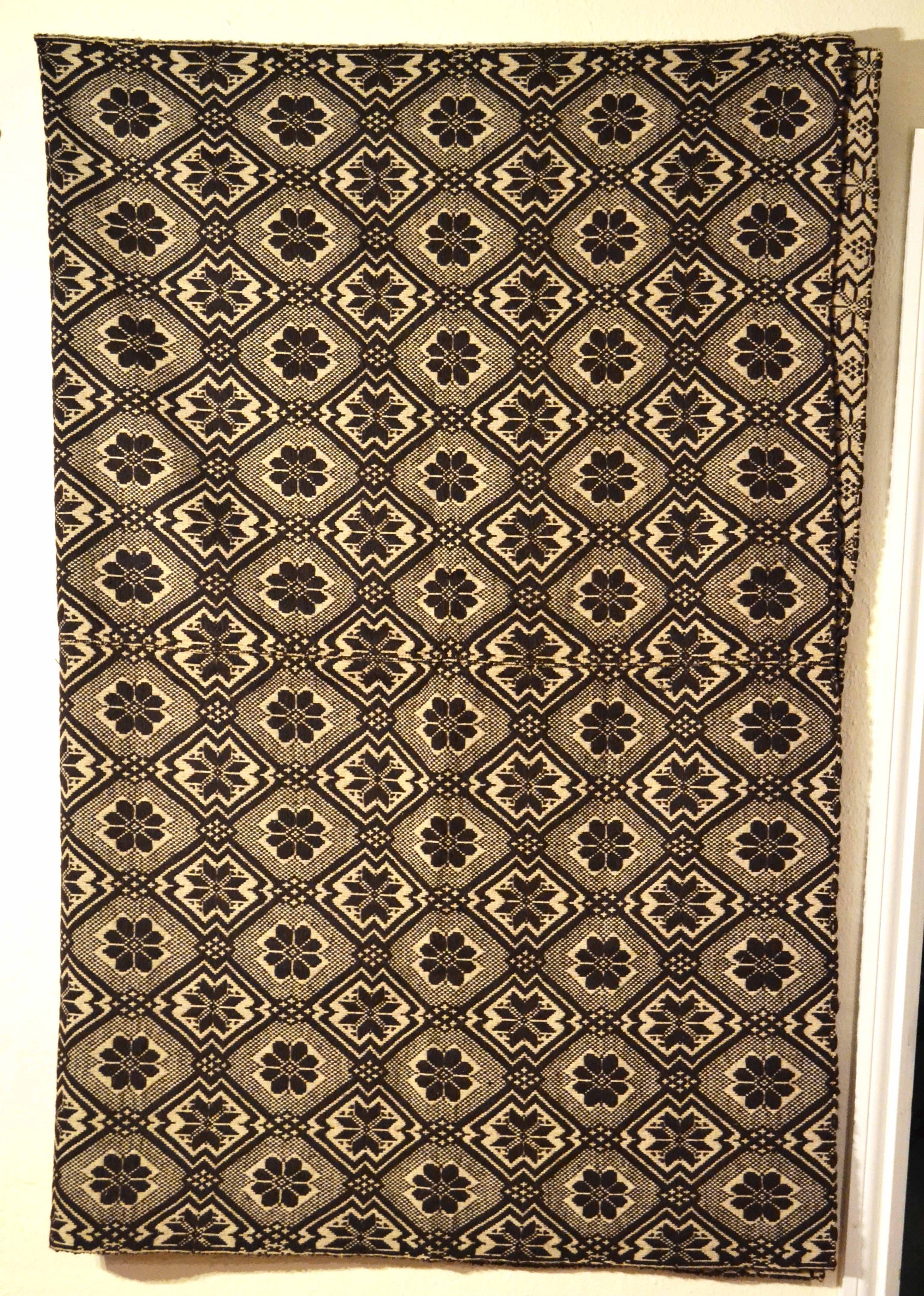 Retro Bed Cover Hand Woven Star Flower Beige Black Coverlet - Etsy