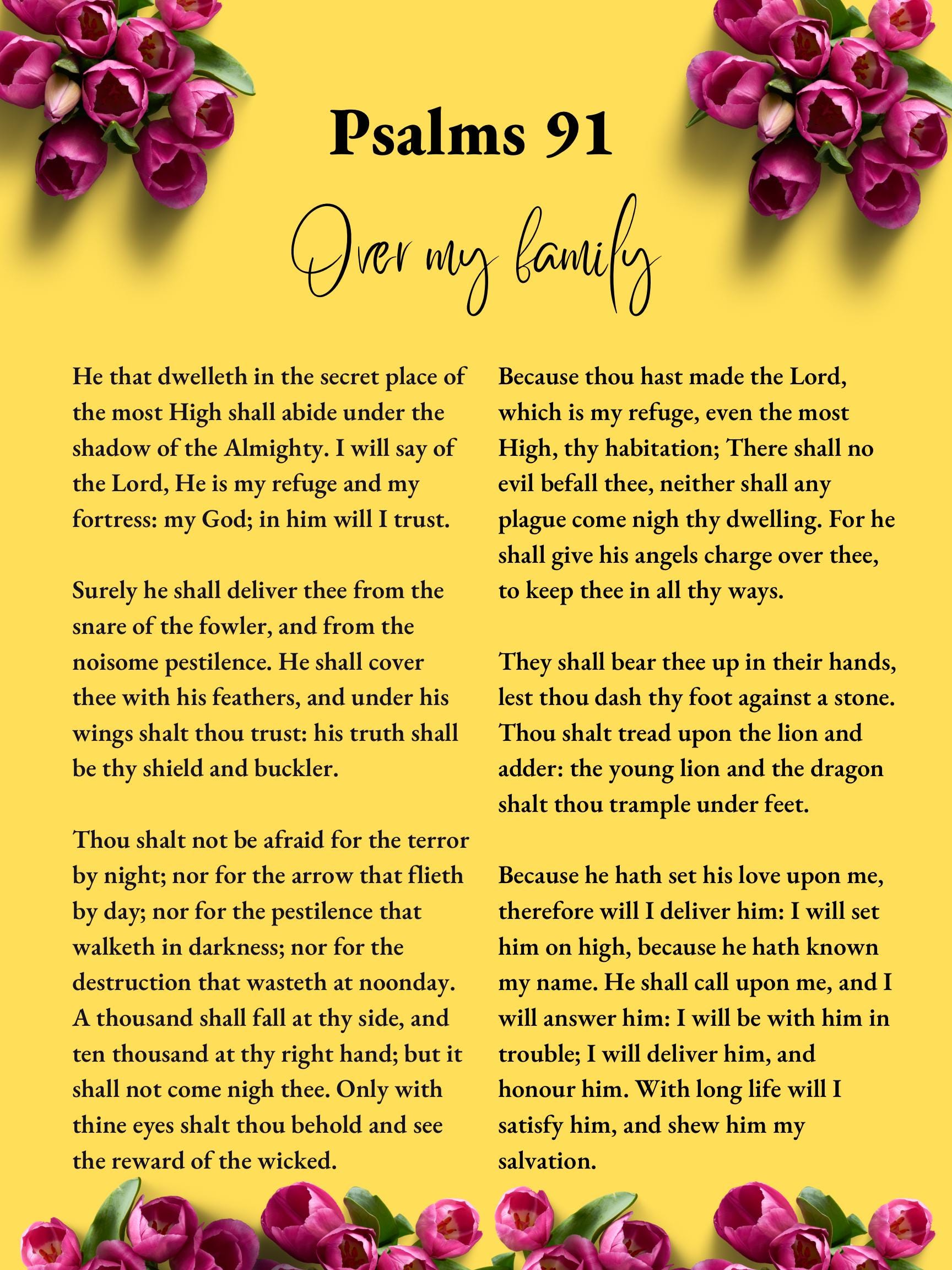 Psalms 91, Family Bible Verse Wall Art - Etsy