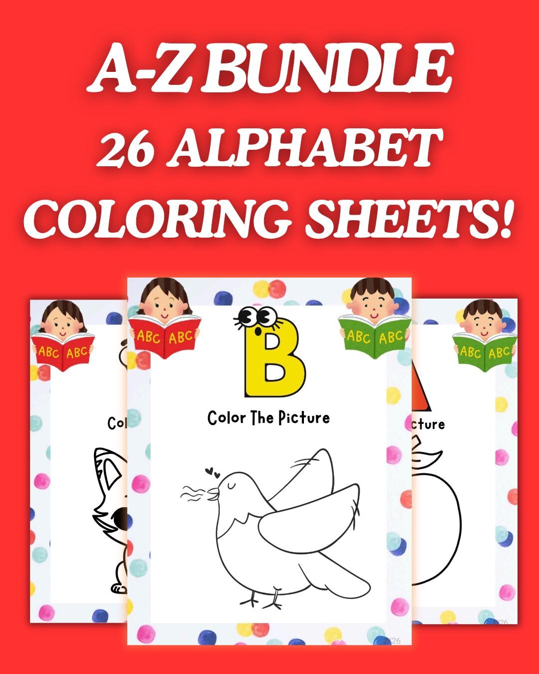 26-page Alphabet Coloring Bundle | Letter Recognition Worksheets (PDF ...