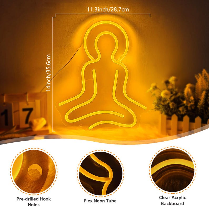 Yoga Buddha Neon Sign, LED Meditation Wall Art, Yoga Room Decor ...