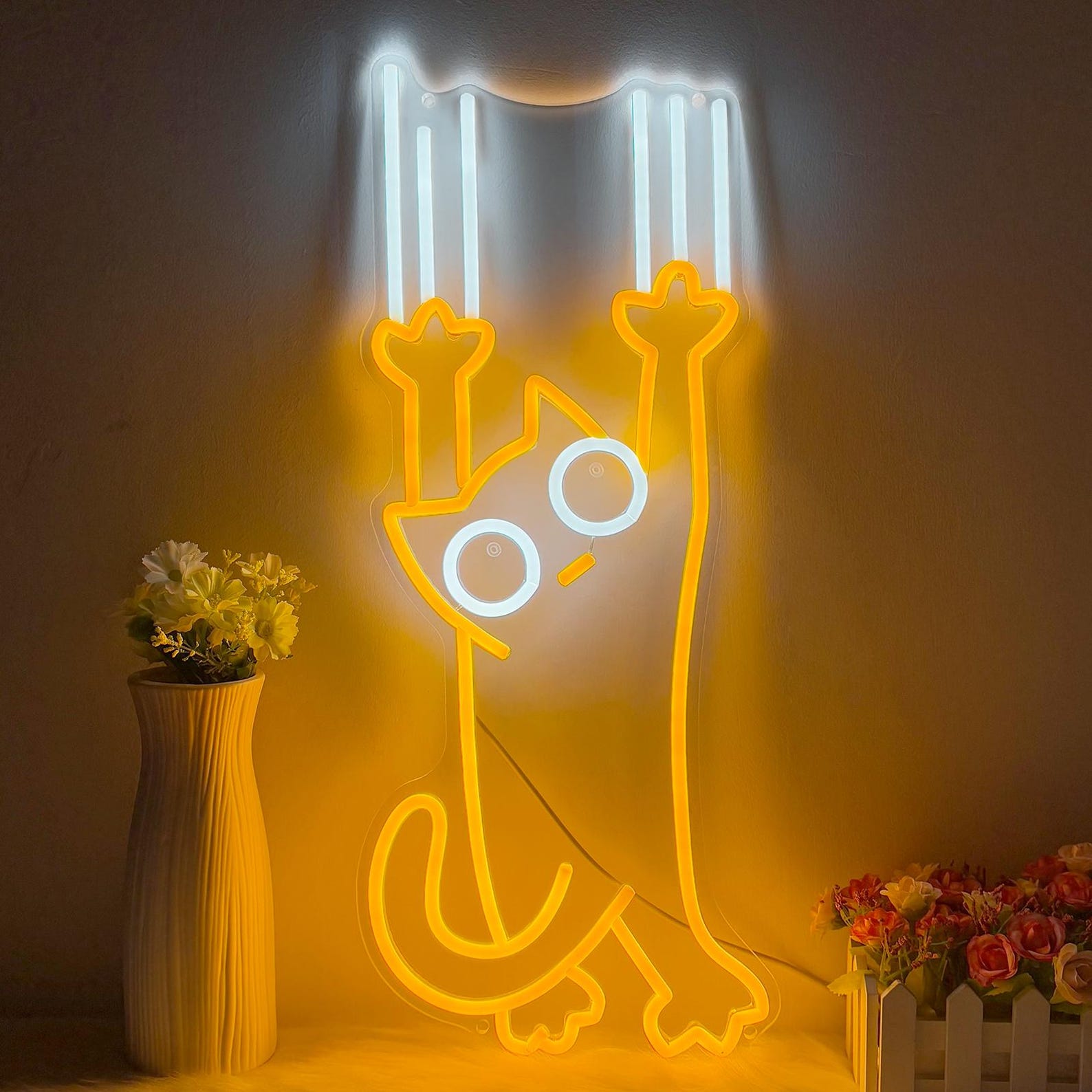 Climbing Cat Neon Sign, Custom Cat LED Night Light, Funny Wall Decor ...