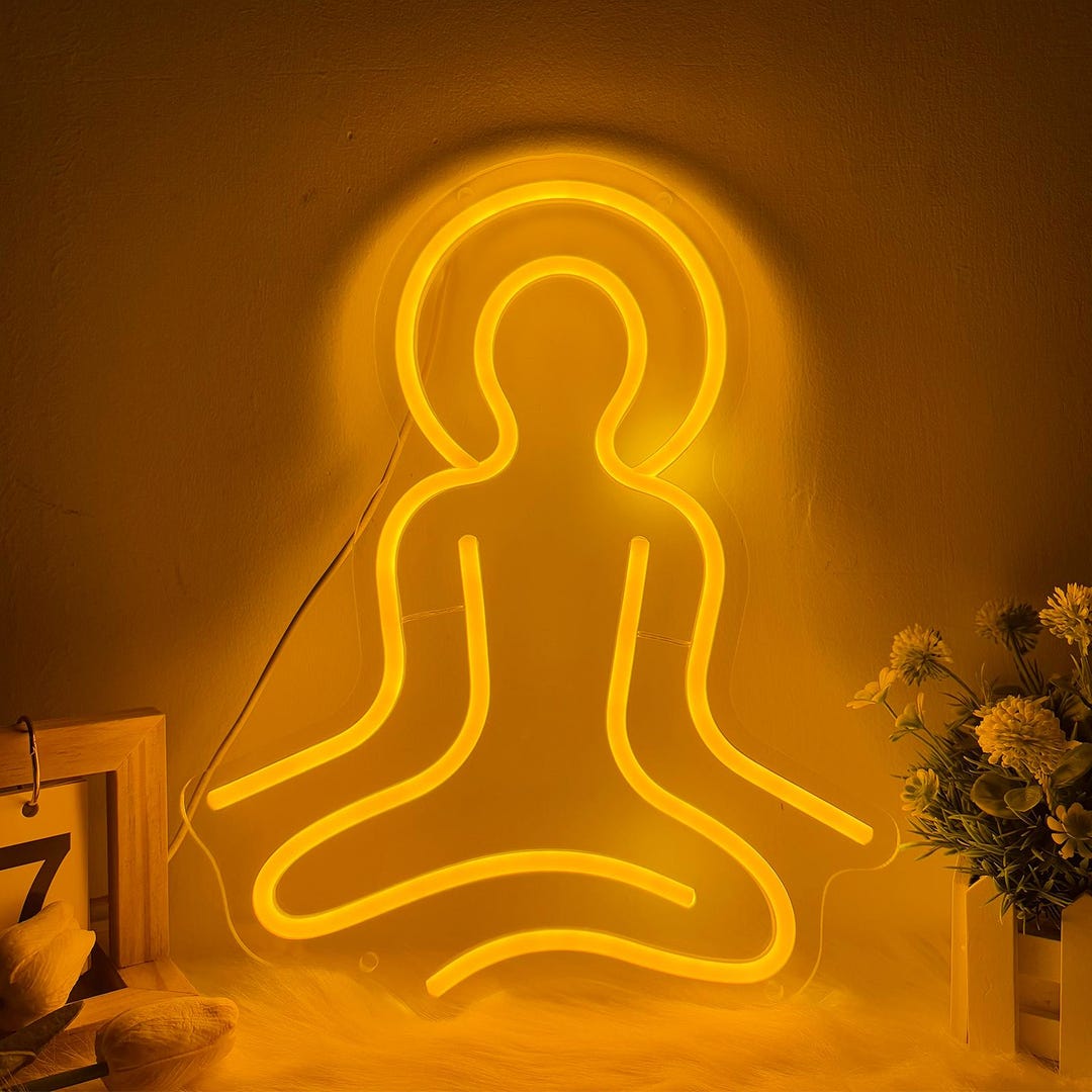 Yoga Buddha Neon Sign, LED Meditation Wall Art, Yoga Room Decor ...