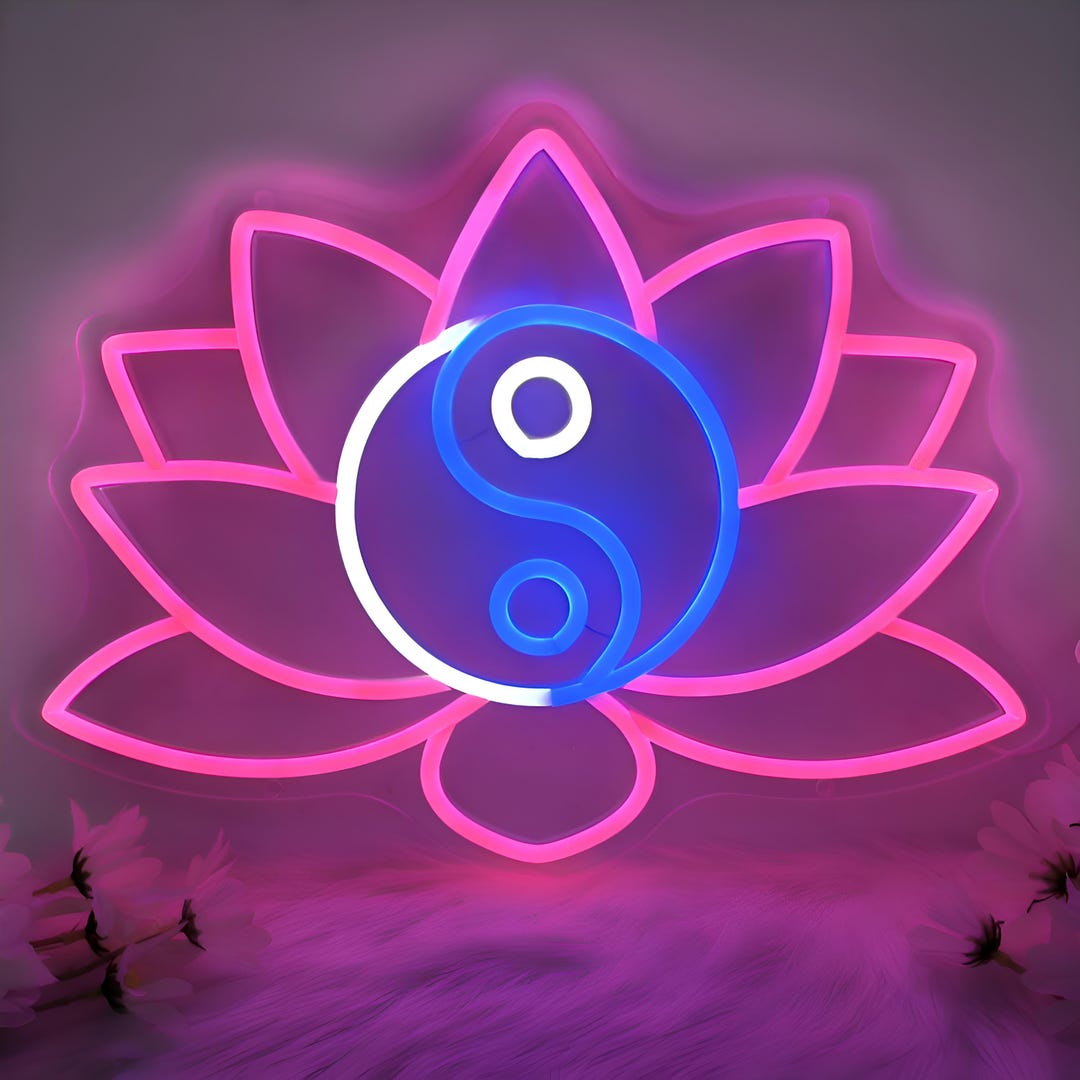 Lotus Tai Chi Neon Sign, Lotus Flower LED Wall Art, Yoga Zen Decor ...