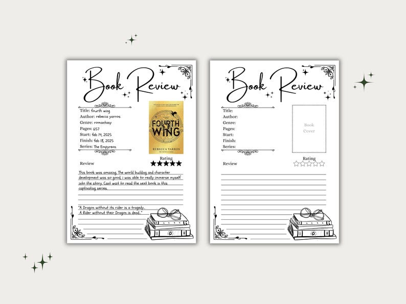 Reading Log Printable | Book Review Tracker | A5 Planner Inserts | Book ...