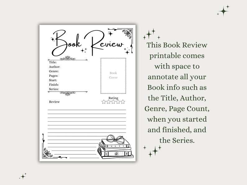 Reading Log Printable | Book Review Tracker | A5 Planner Inserts | Book ...