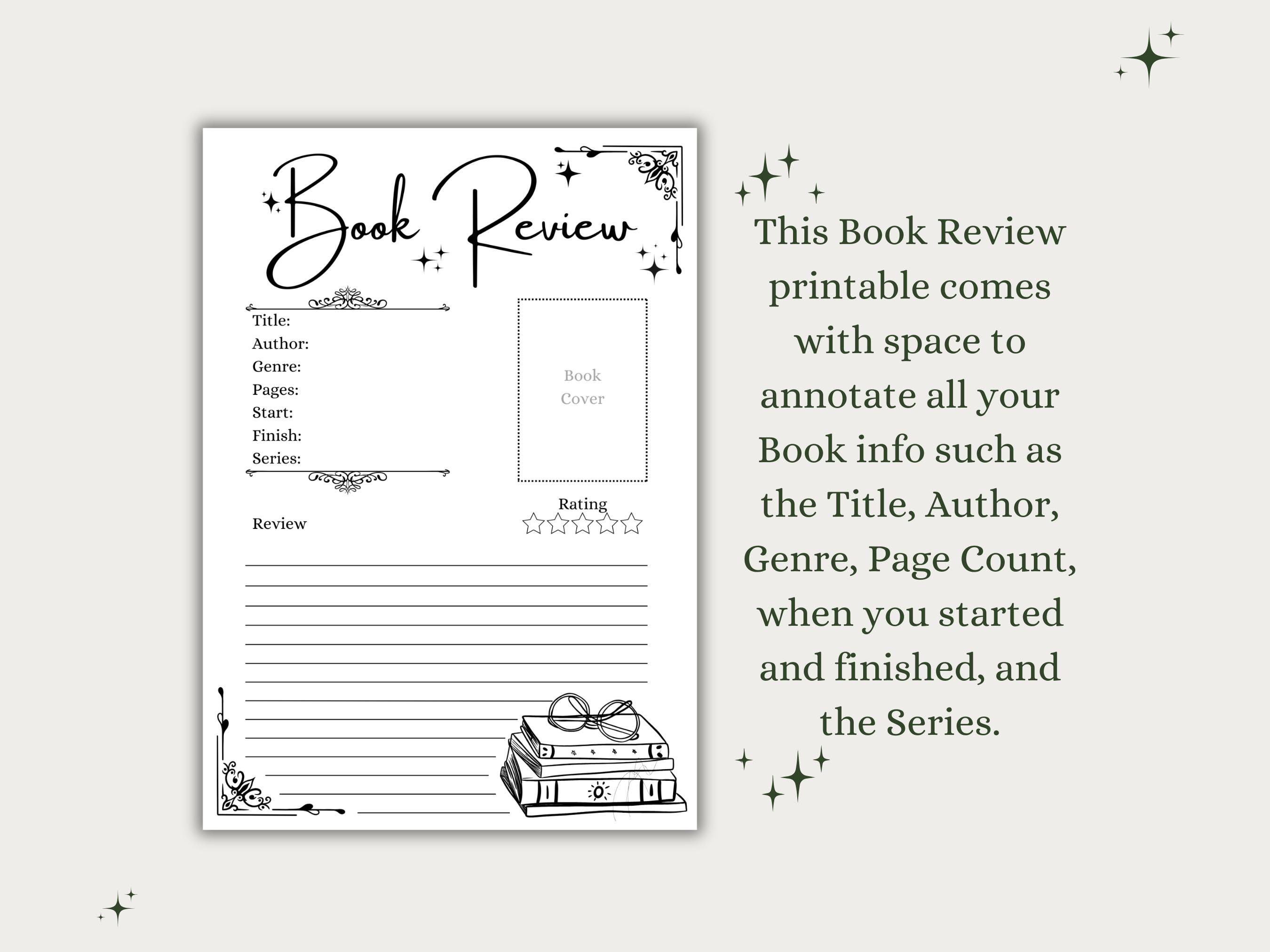 Reading Log Printable | Book Review Tracker | A5 Planner Inserts | Book ...