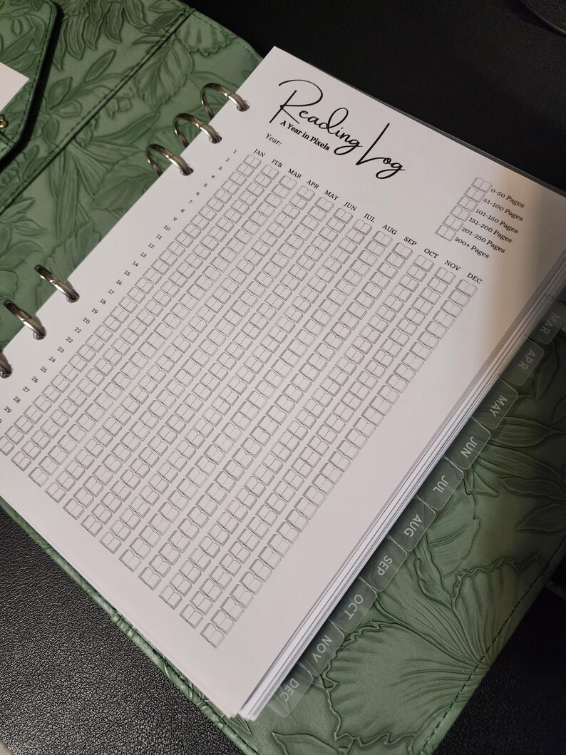 Reading Tracker Printable | Reading Log | Year in Pixels | Year at A ...