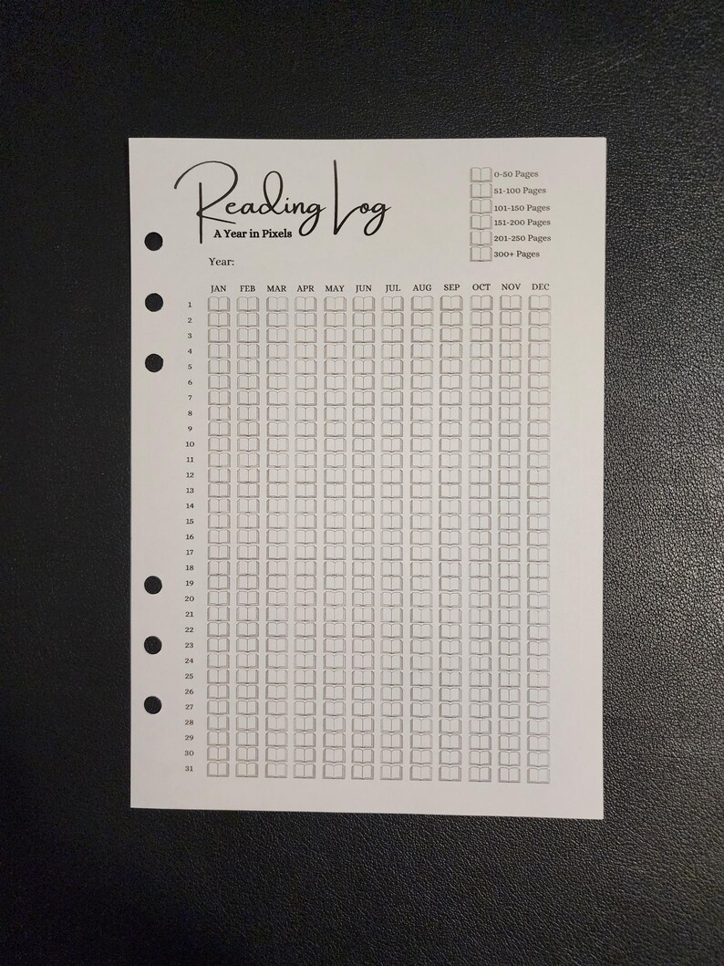 Reading Tracker Printable | Reading Log | Year in Pixels | Year at A ...