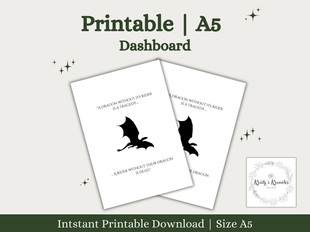 Fourth Wing Printable Planner Dashboard | A5 Planner Dashboard | A ...