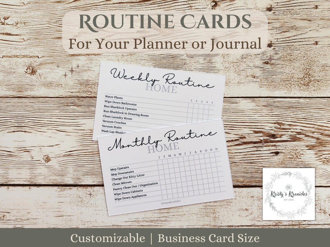 Set of Planner Routine Cards | Habit Tracker Journalling Cards | Daily ...