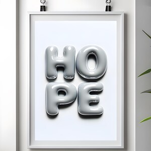 HOPE Digital Wall Art - 3D Balloon Letters Print - Inspirational ...