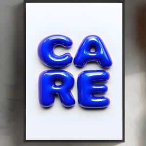CARE Digital Wall Art - 3D Balloon Letters Print - Motivational ...