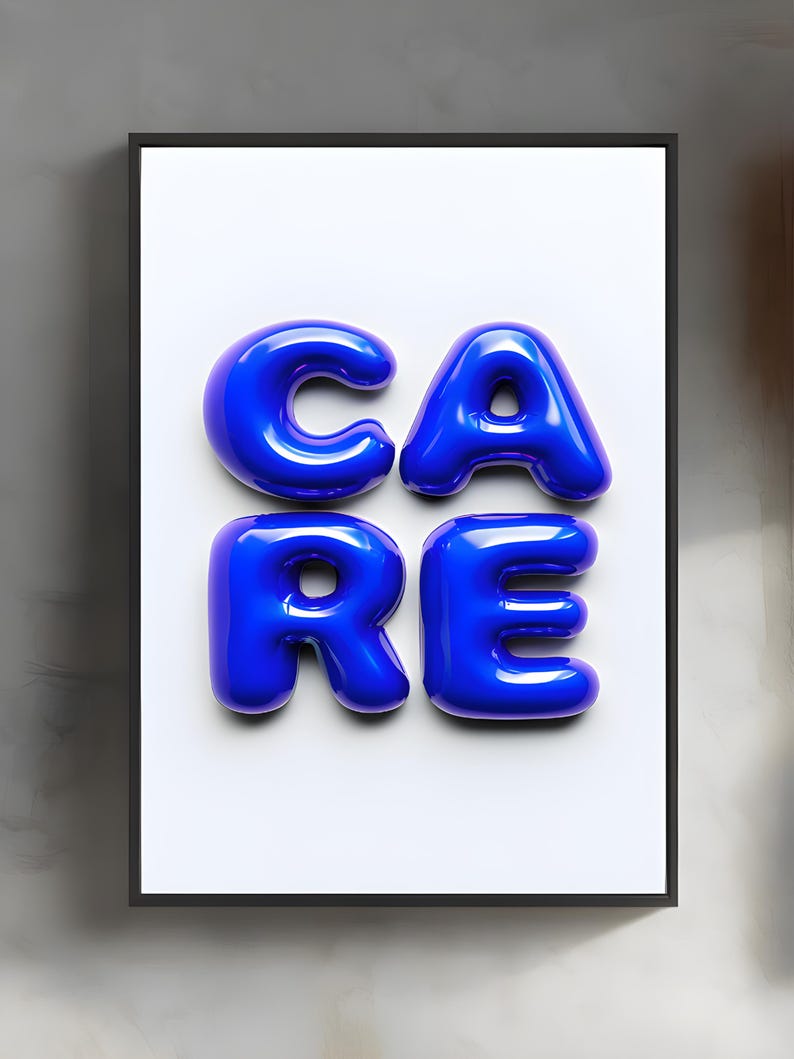 CARE Digital Wall Art - 3D Balloon Letters Print - Motivational ...