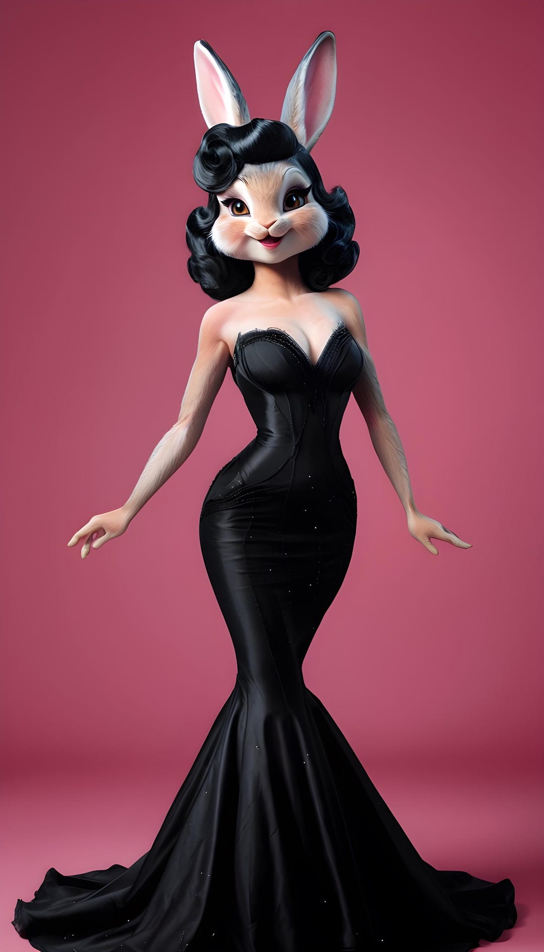 Glamorous Bunny Wall Art - Elegant Rabbit Print - Anthropomorphic ...