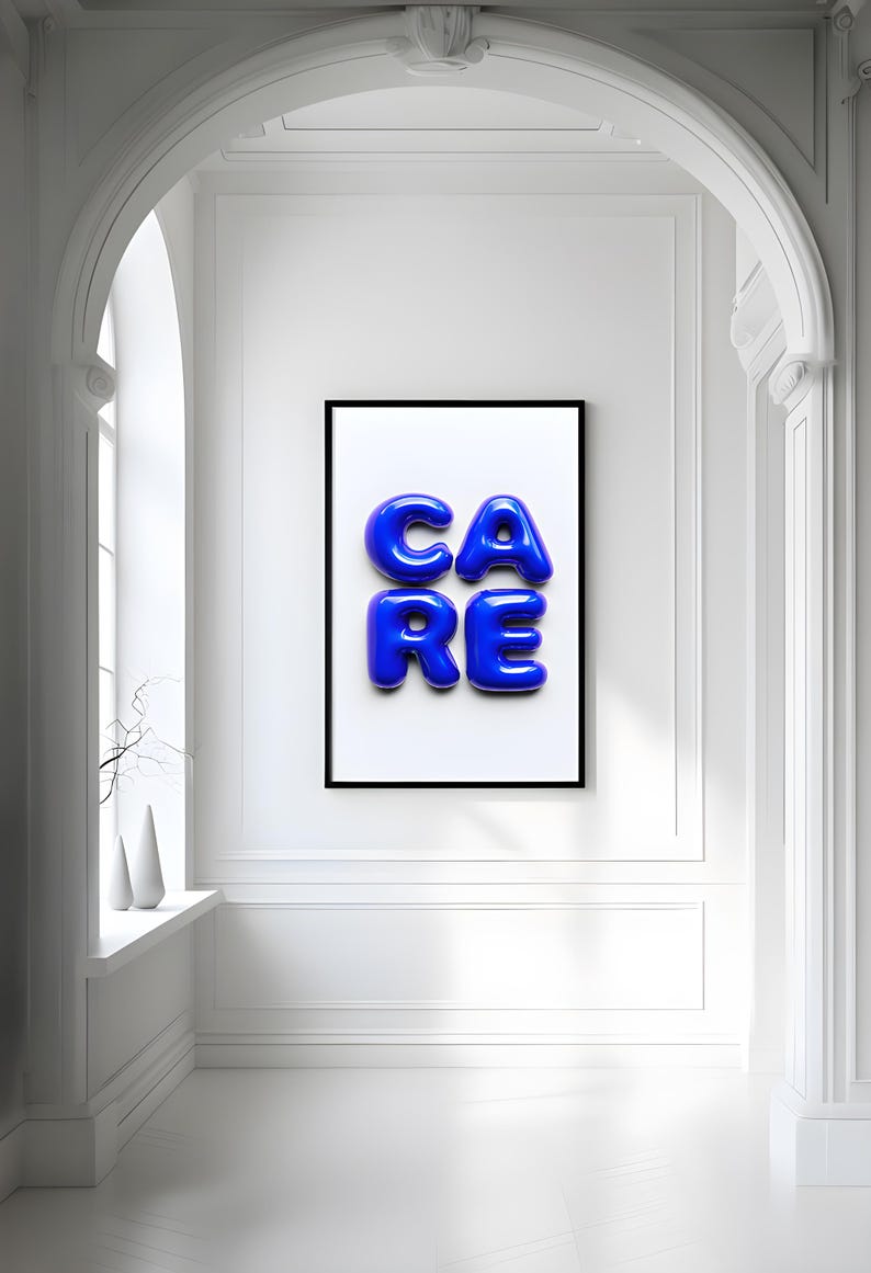 CARE Digital Wall Art - 3D Balloon Letters Print - Motivational ...