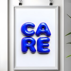 CARE Digital Wall Art - 3D Balloon Letters Print - Motivational ...