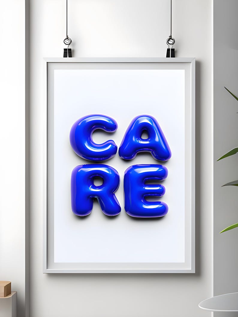 CARE Digital Wall Art - 3D Balloon Letters Print - Motivational ...