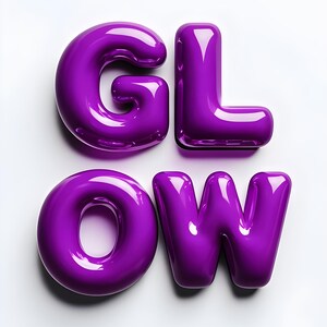 GLOW Digital Wall Art - 3D Balloon Letters Print - Motivational ...