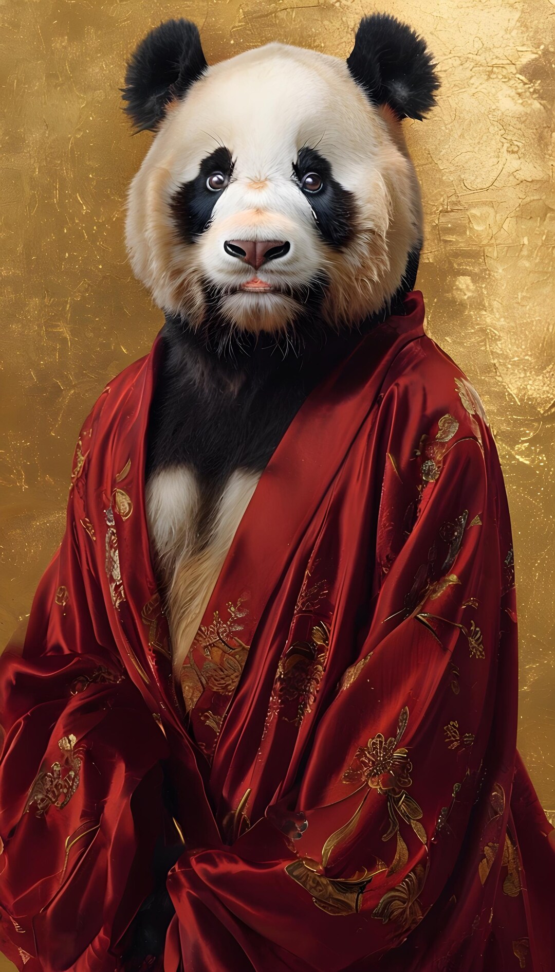 Regal Panda Wall Art – Anthropomorphic Panda in Red Silk Robe – Digital ...