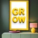 GROW 3D Typography Wall Art - Yellow Balloon Letter Print ...