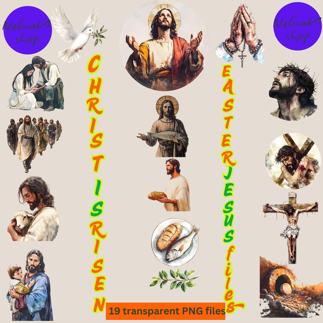Christ Easter Cliparts 10 PNG Bundle Watercolor Religious Collection ...