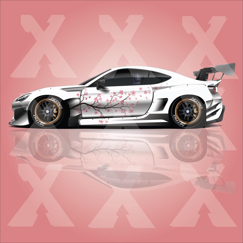 Cherry Blossom Car Decal – Sakura Anime Side Car Wrap for JDM Aesthetic ...