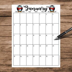 January 2026 Calendar: Penguin Theme, Printable & Editable (digital ...