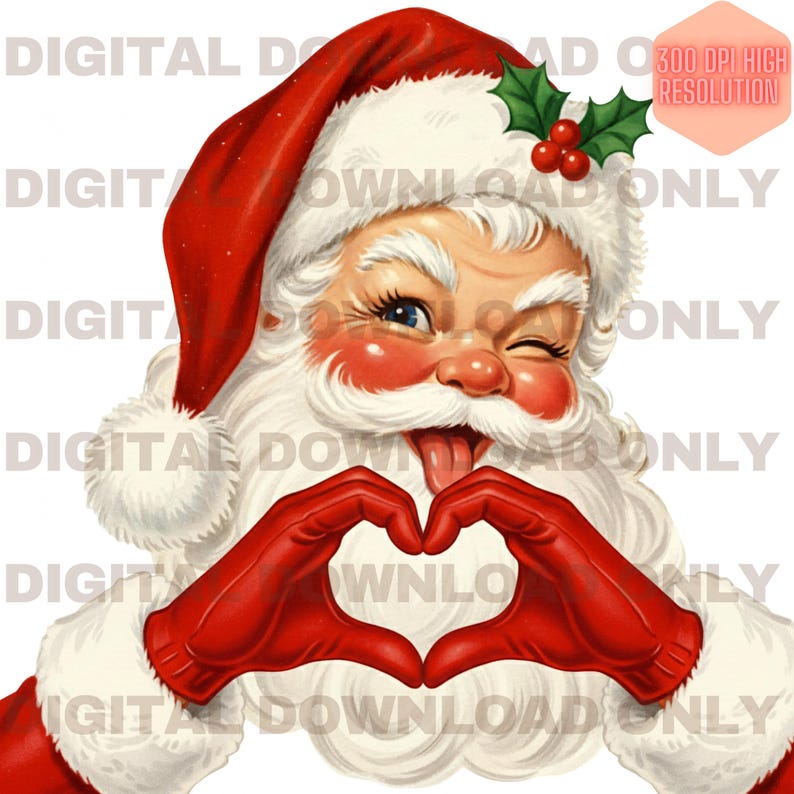 Vintage Santa Face PNG, Retro Christmas Clipart (digital Download) - Etsy