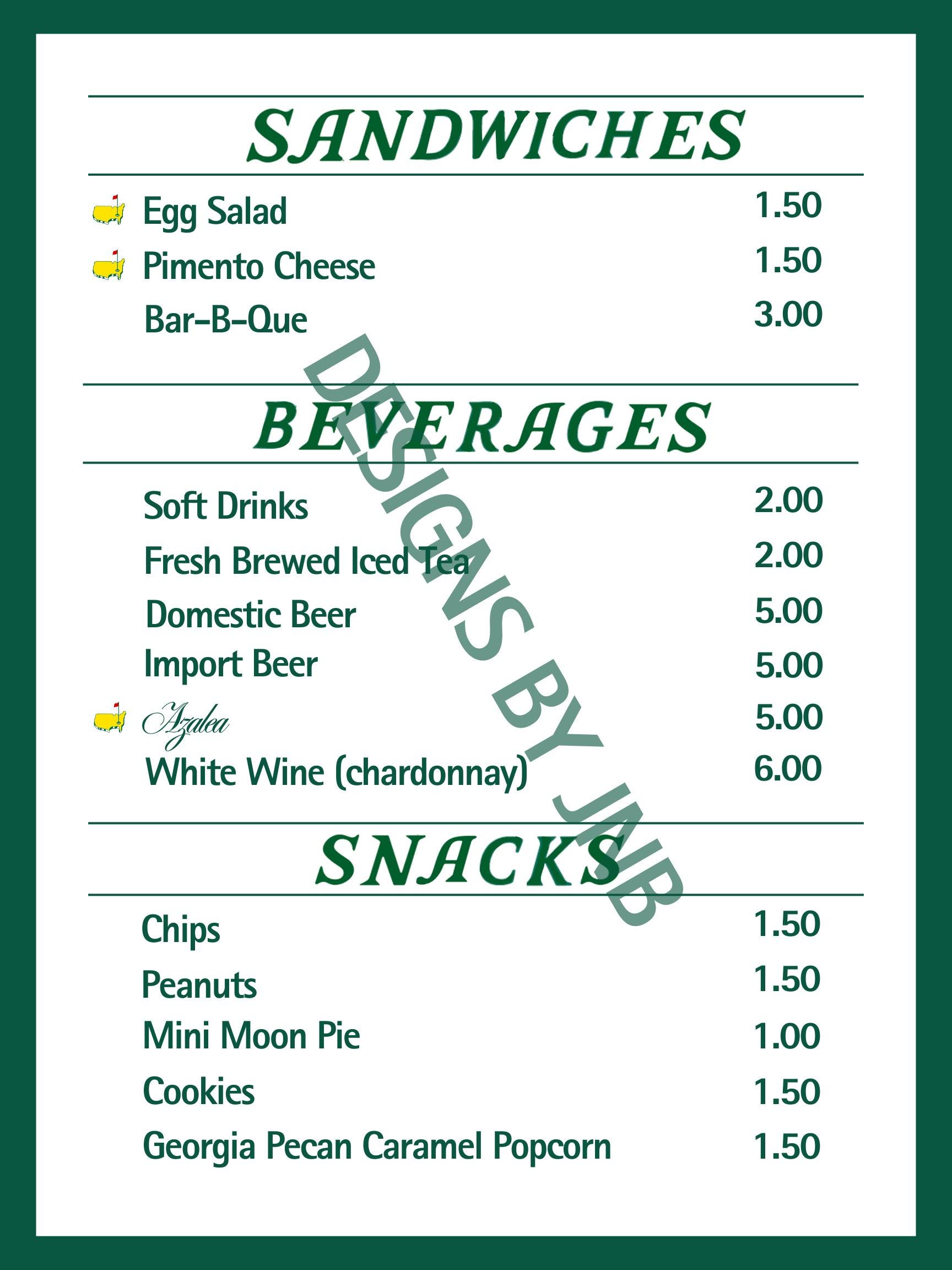 Master's Golf Party Concessions Sign Digital Download - Etsy