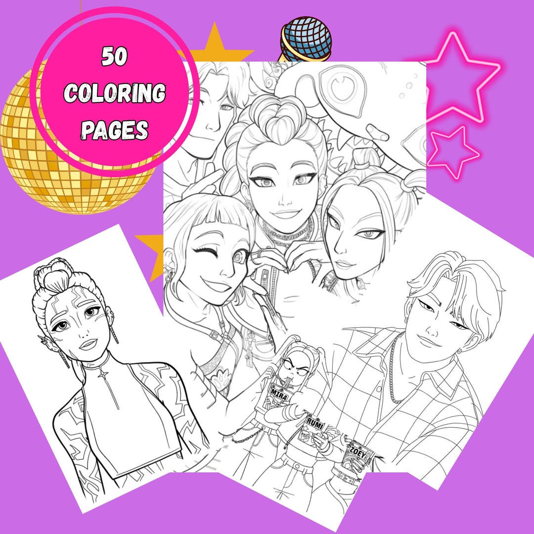 Kpop Demon Hunters Coloring Pages, Birthday Party Activity (printable ...