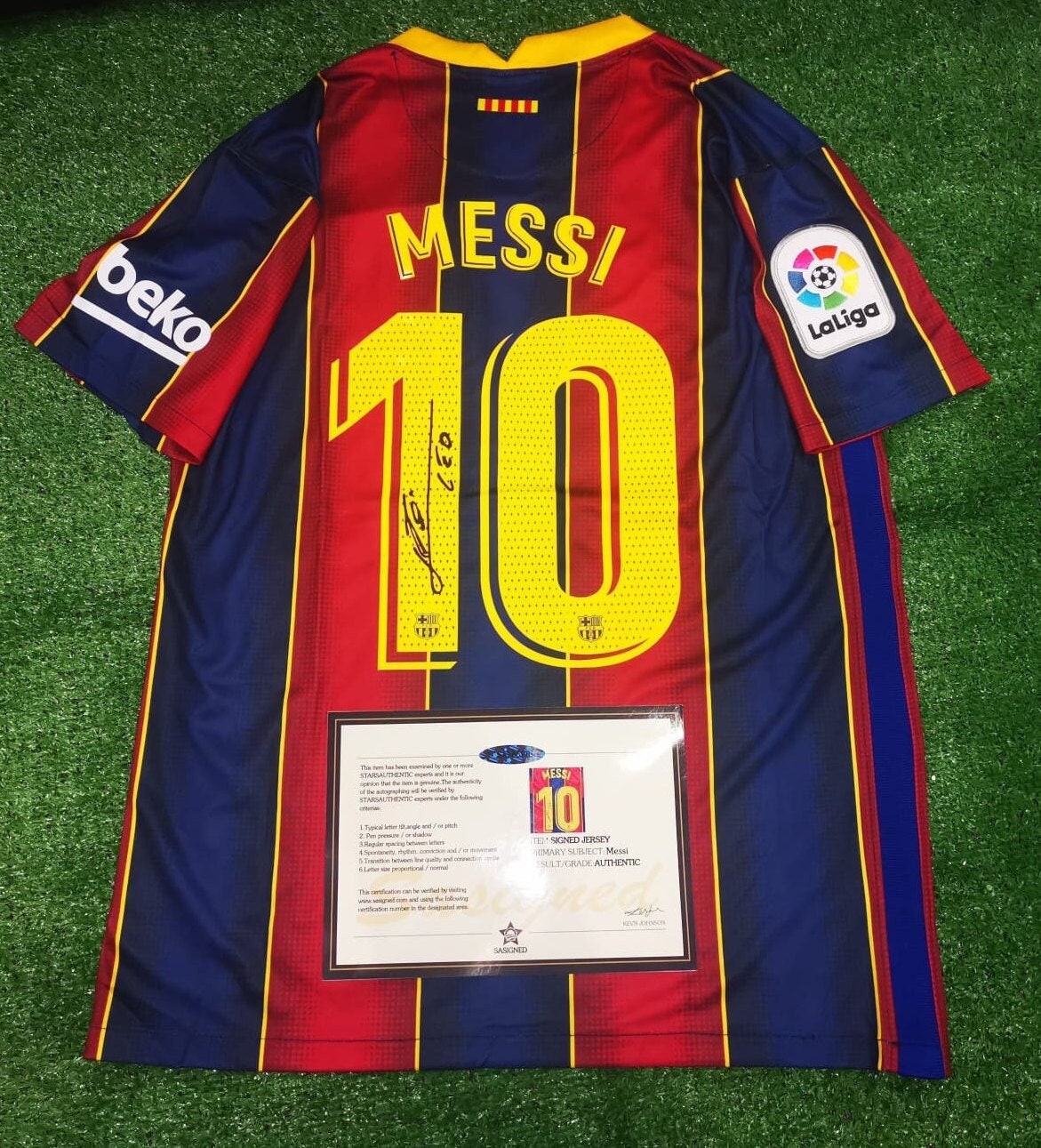 Lionel Messi SIGNED Barcelona HOME 20/21 Signature Shirt/jersey COA - Etsy