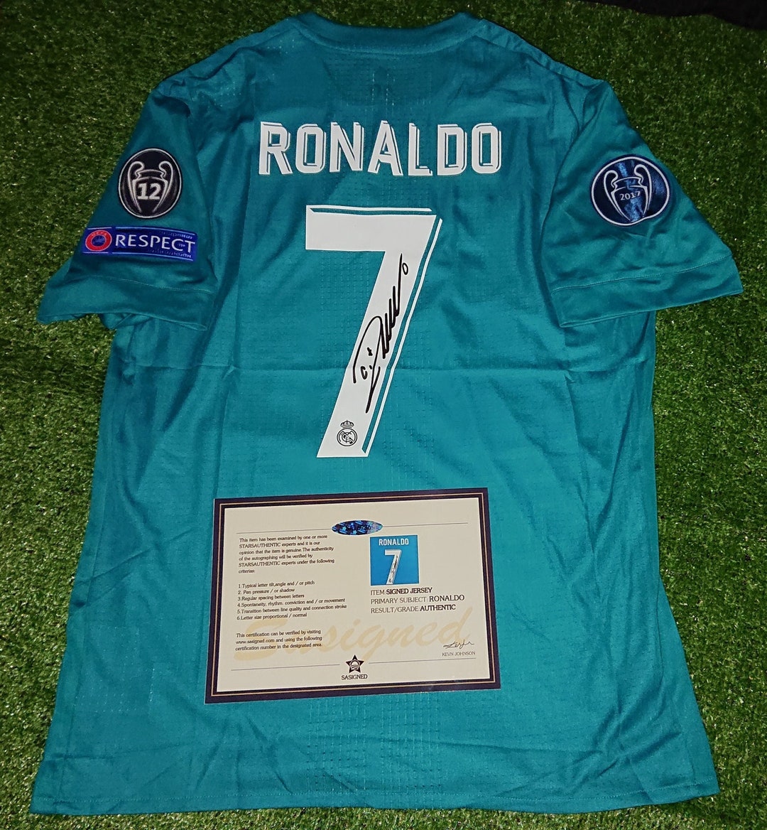 Cristiano Ronaldo SIGNED Real Madrid Blue Third UCL 2017 Signature ...