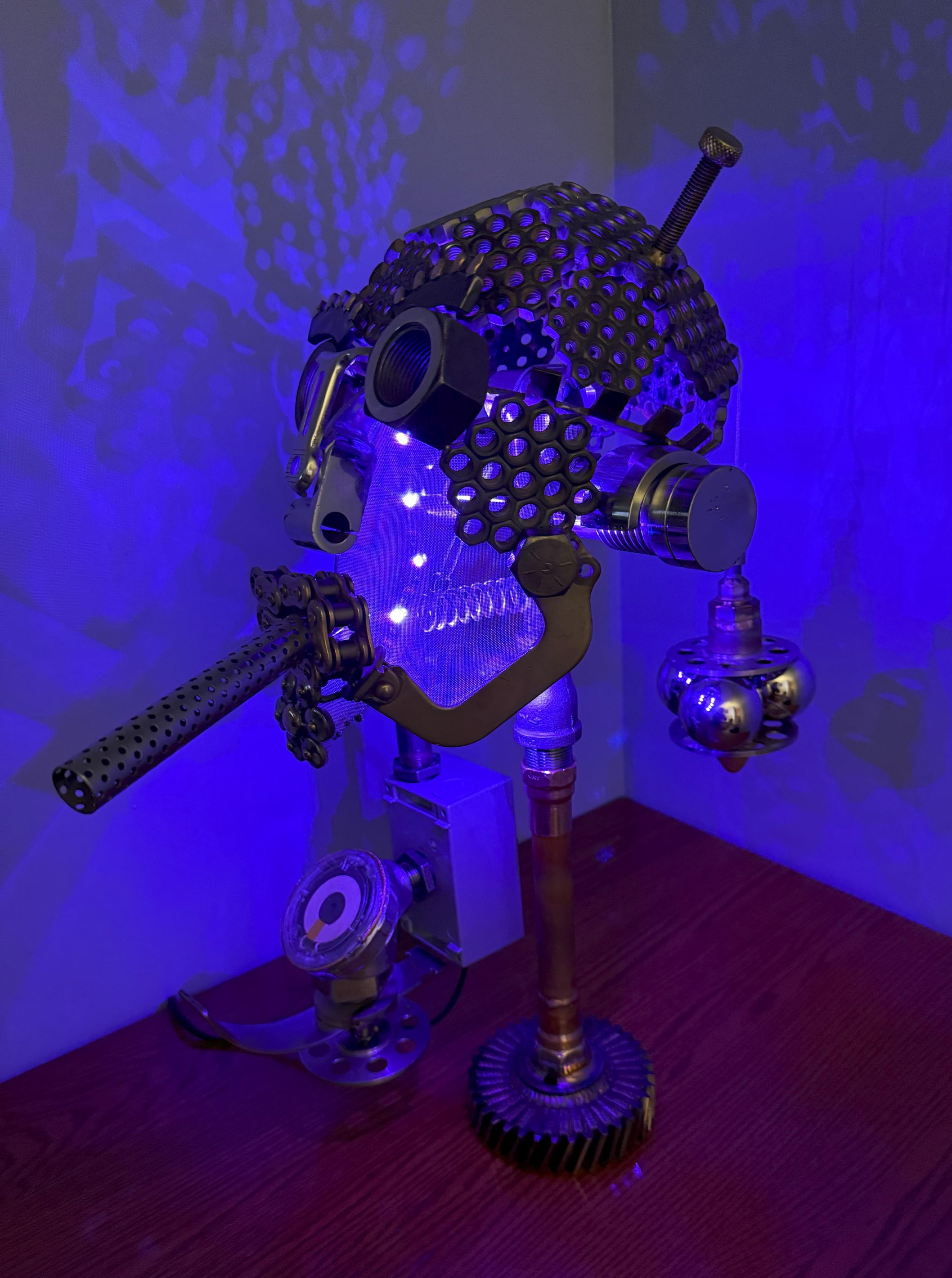 Steampunk Skull Lamp – Industrial Desk Light – Handmade Metal Art ...