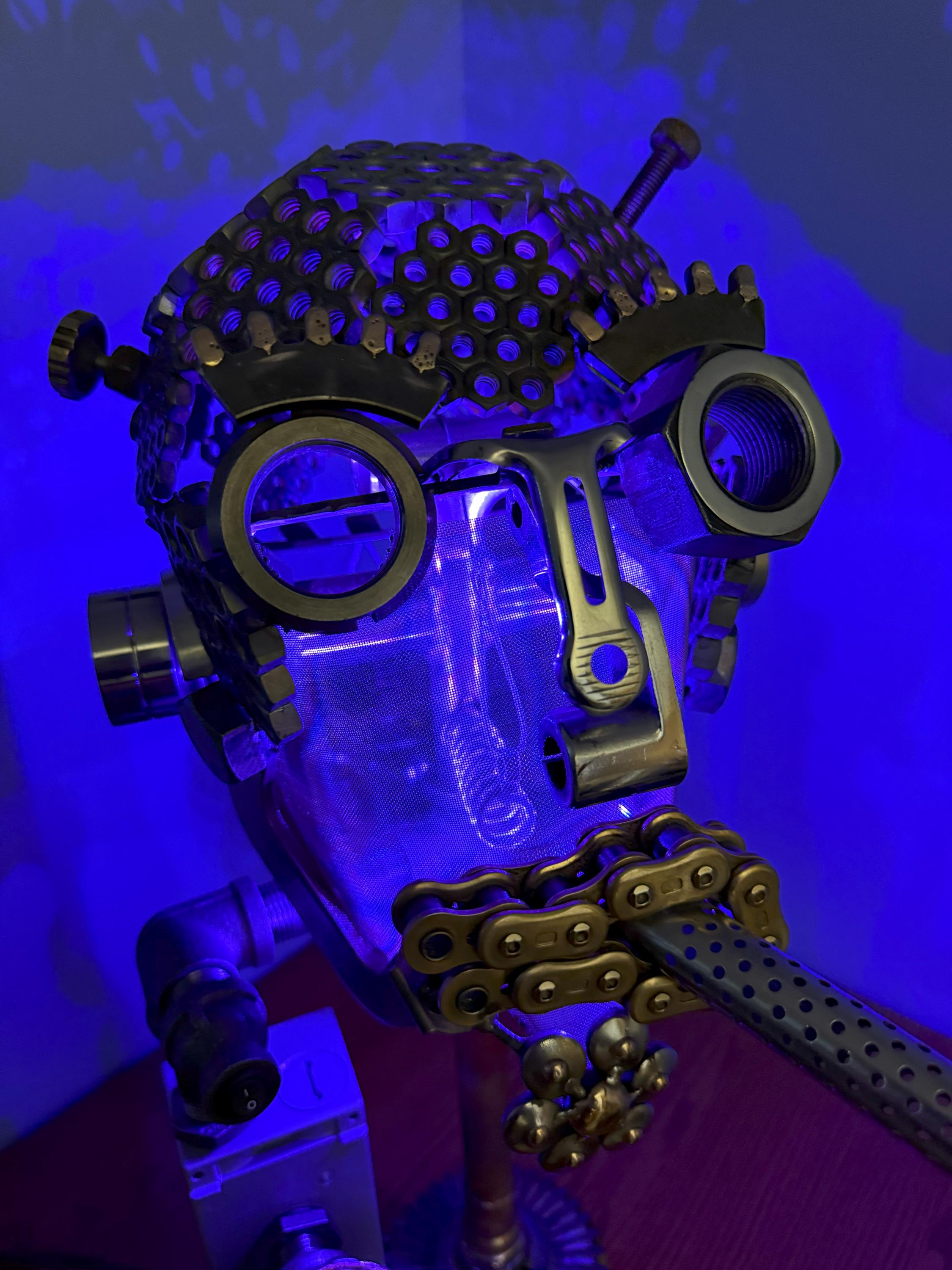 Steampunk Skull Lamp – Industrial Desk Light – Handmade Metal Art ...