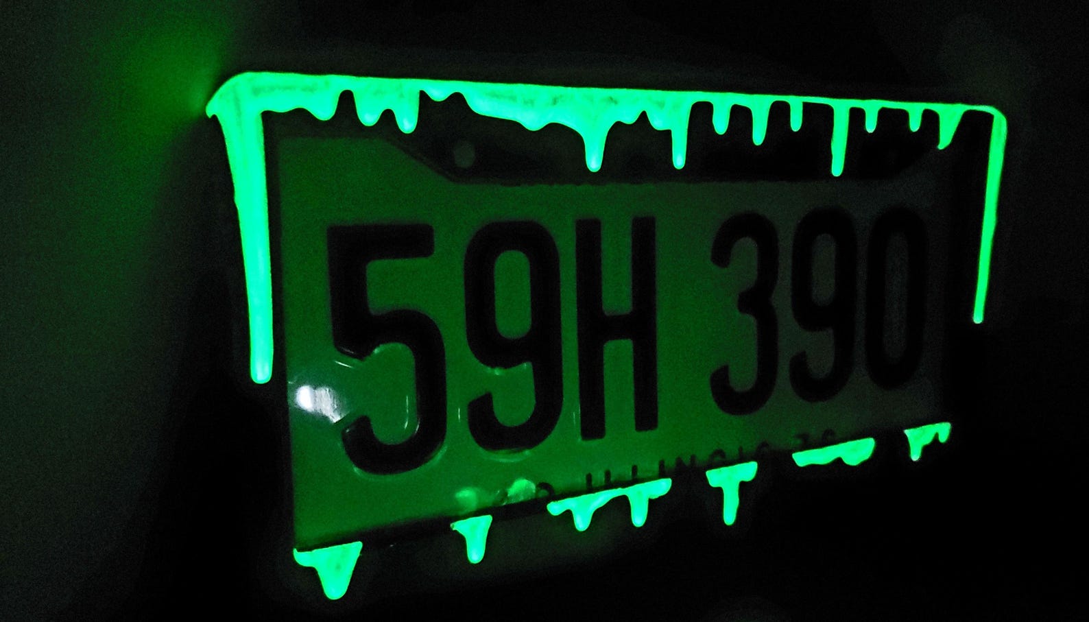 Handmade Glow in the Dark Slime License Plate Frame Halloween Decor ...