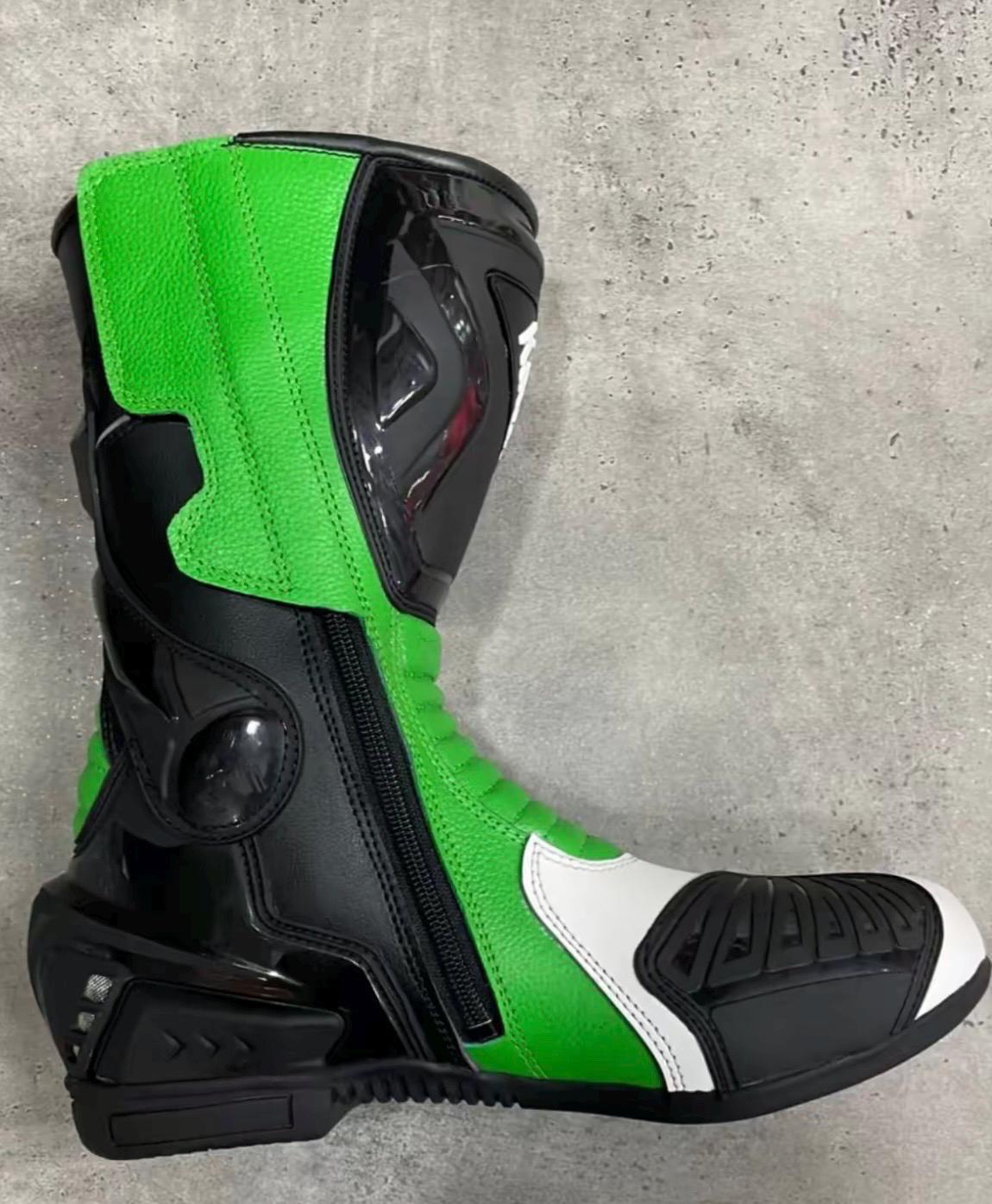 Kawasaki Racing Motorcycle Original Leather Boots - Ninja Motorbike ...