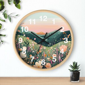 Whimsical Floral Wall Clock, Nature Inspired Home Decor, Garden Theme ...