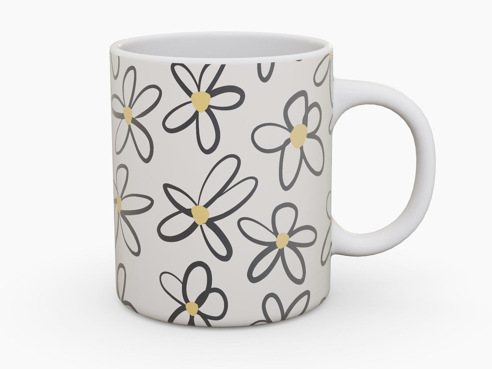 Retro Daisy Seamless Pattern | Hand-drawn 1970s Flower Print | Groovy ...