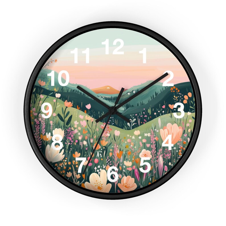 Whimsical Floral Wall Clock, Nature Inspired Home Decor, Garden Theme ...