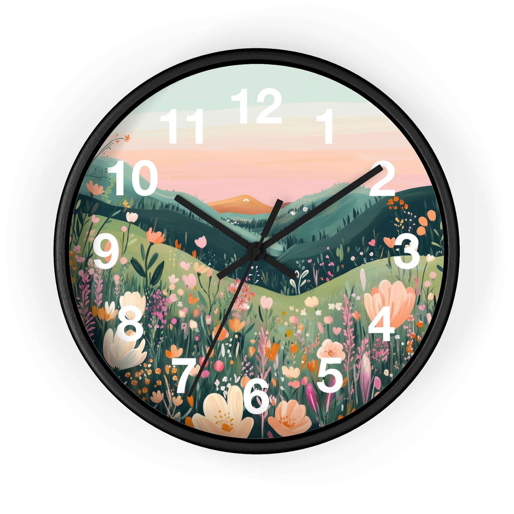 Whimsical Floral Wall Clock, Nature Inspired Home Decor, Garden Theme ...