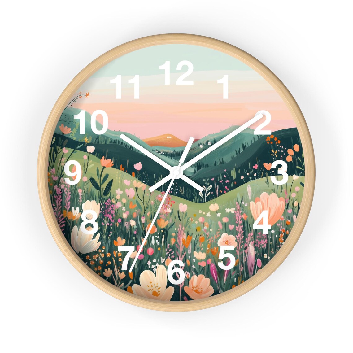 Whimsical Floral Wall Clock, Nature Inspired Home Decor, Garden Theme ...
