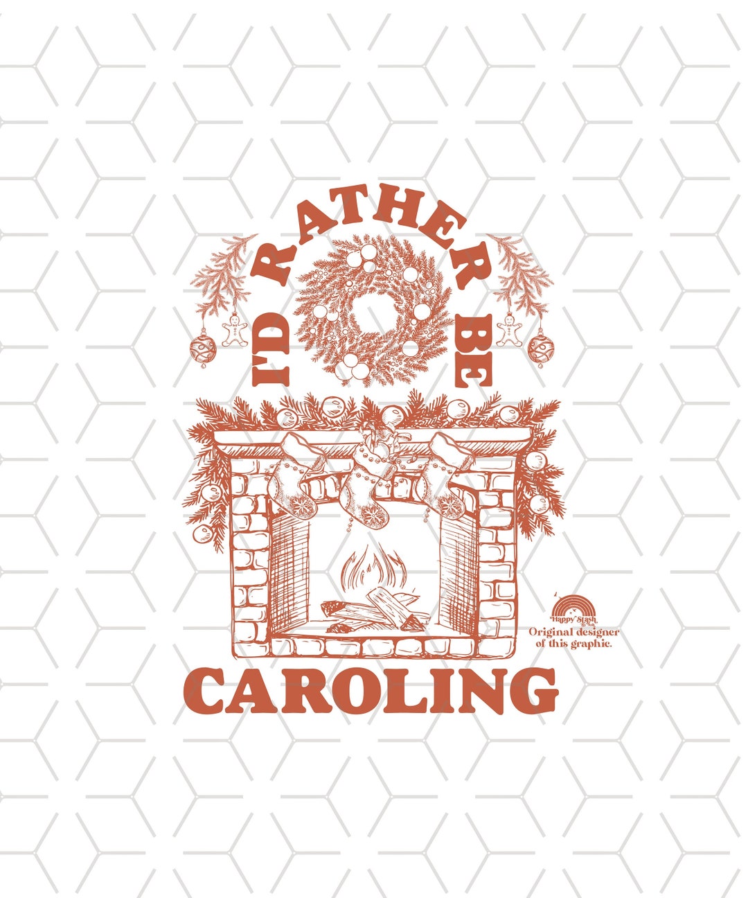 Christmas Caroling PNG: Fireplace & Wreath Sublimation Design (digital ...